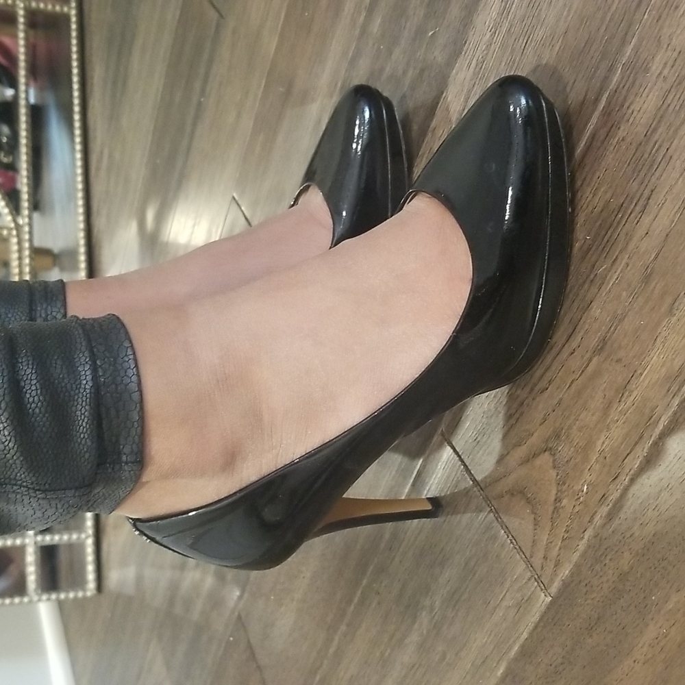 Coach Black Patten Leather 4 Inch Heel - Gem